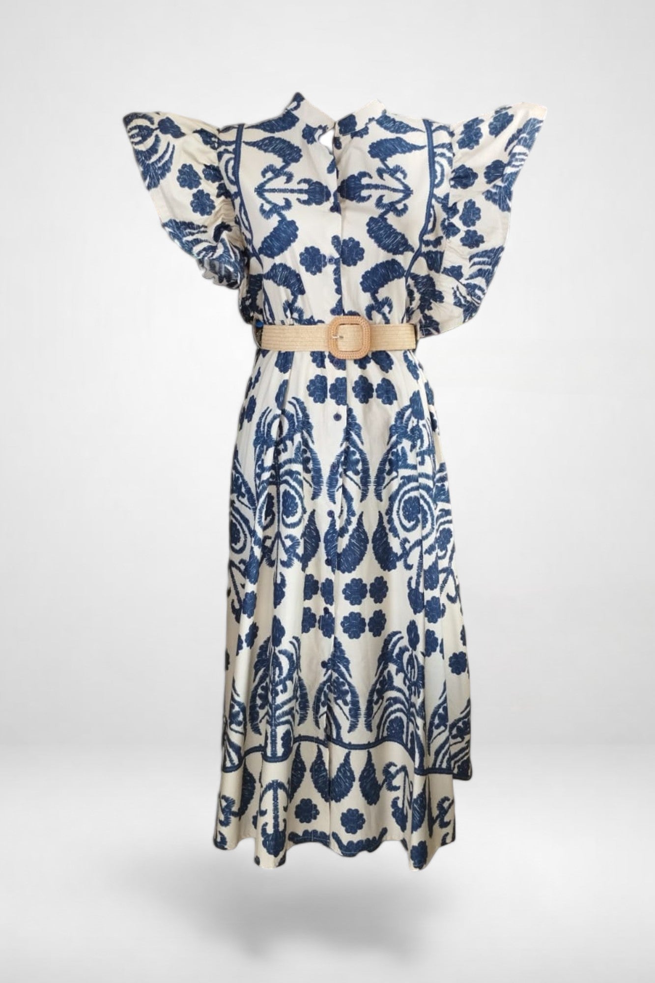 Rochie midi bumbac cu volane și imprimeu | All Above Boutique
